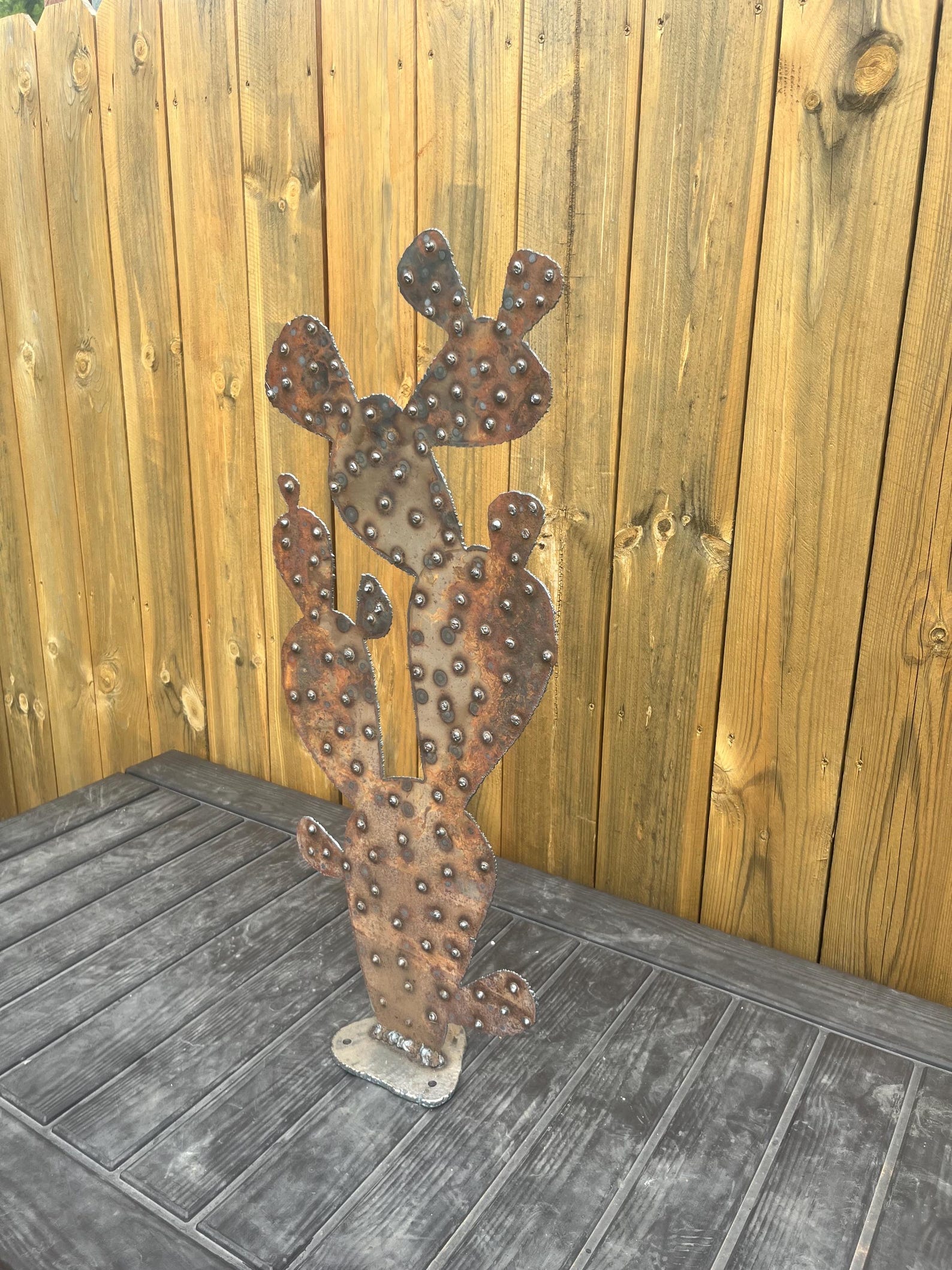 Prickly Pear Cactus Metal Art Rustic Patina - Etsy