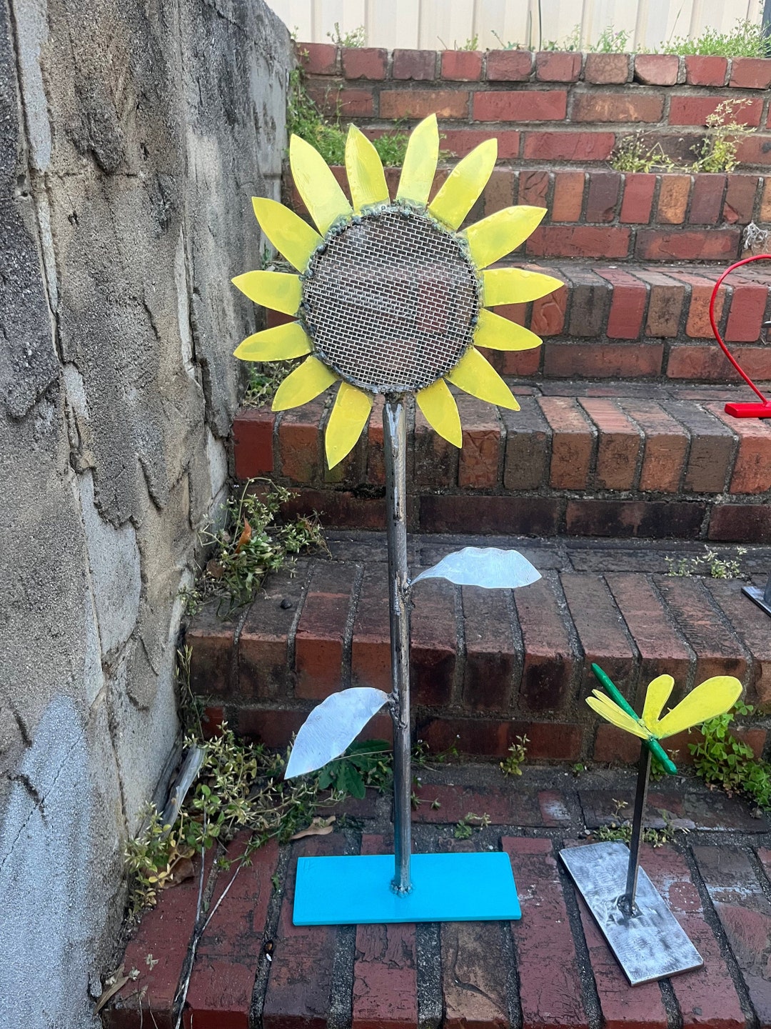 Sunflower Metal Yard Art Garden Statue - Etsy