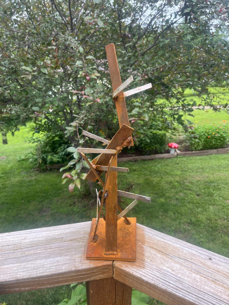 Rustic Abstract Steel Outdoor Sculpture Modern Yard Art Garden Decor - Etsy
