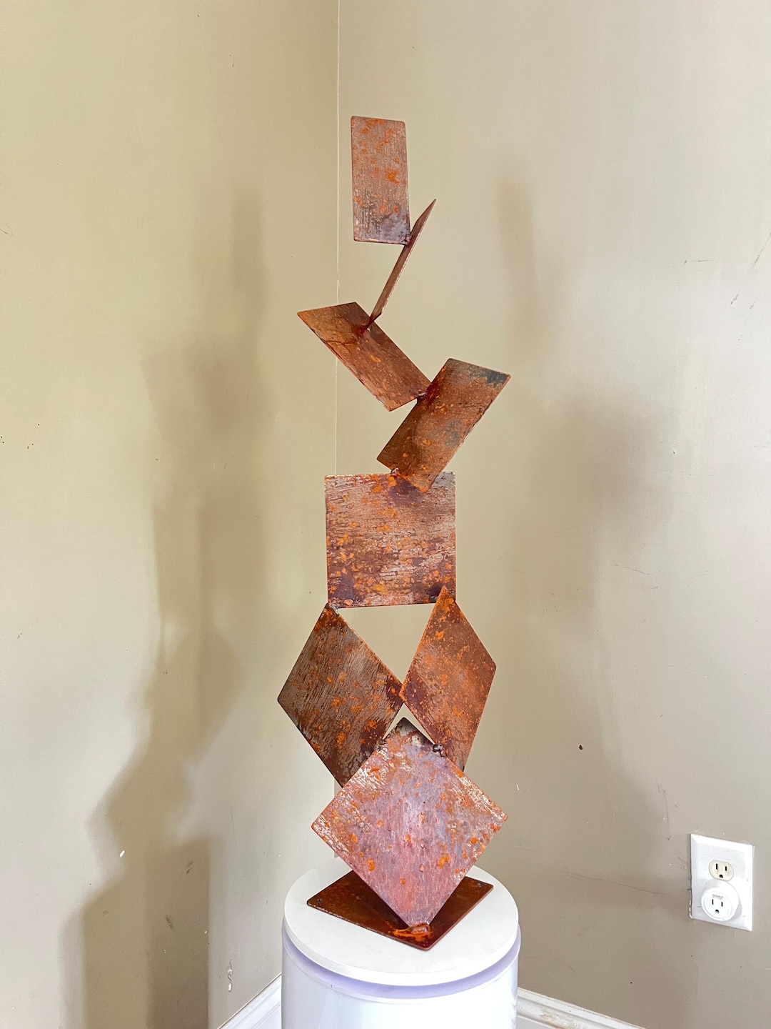 Abstract Geometric Sculpture Steel Outdoor Metal Art (rustic Patina) - Etsy