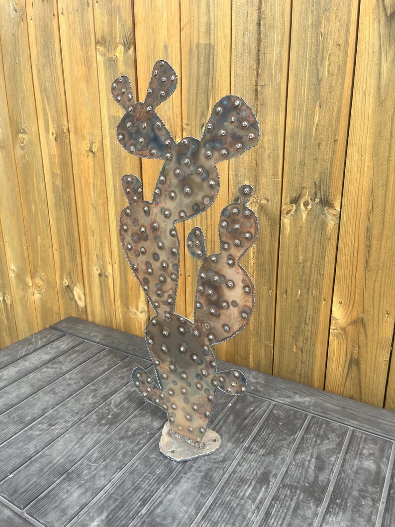 Prickly Pear Cactus Metal Art Rustic Patina - Etsy