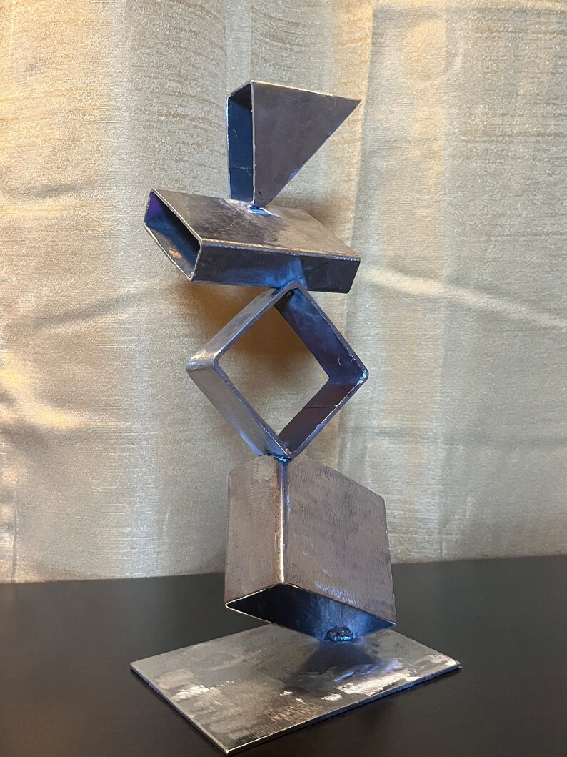 Metal Sculpture Solid Steel Statue, Indoor Art, Silver Abstract Office ...