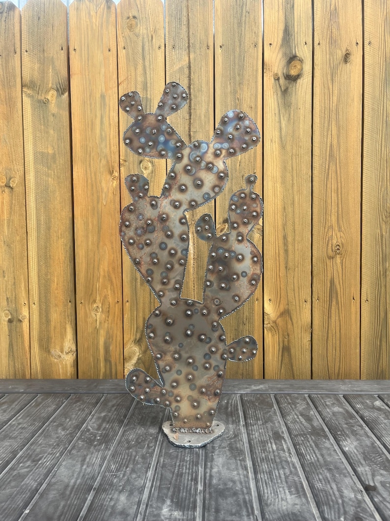 Prickly Pear Cactus Metal Art Rustic Patina - Etsy