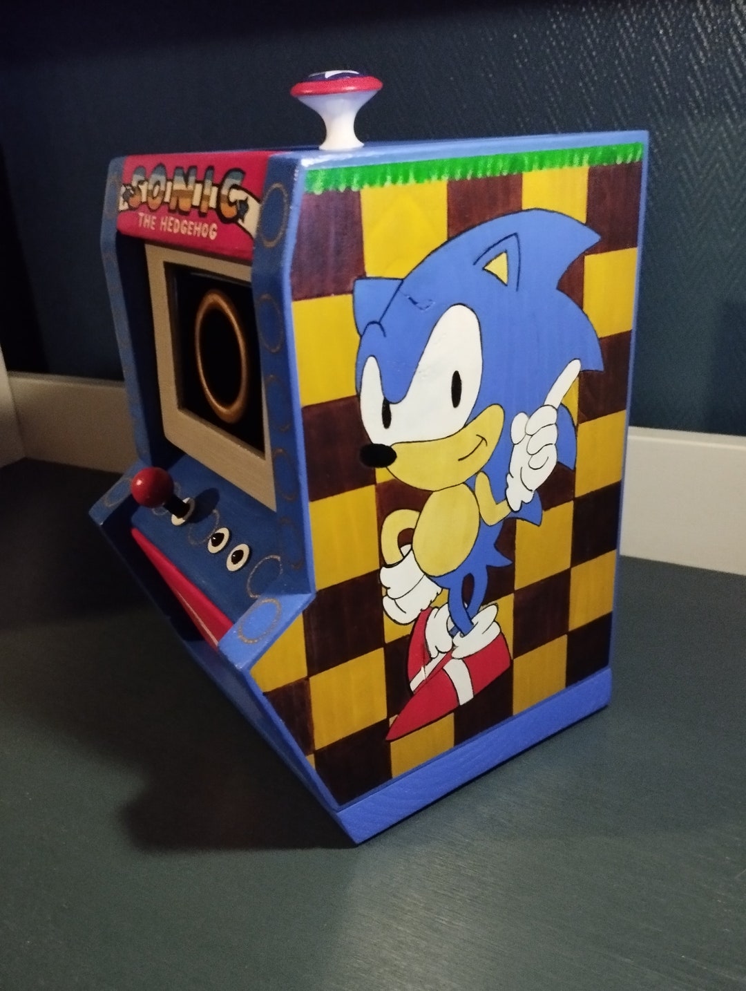 Sonic Inspired Handcrafted Arcade Style Box Hand Painted Gamer - Etsy