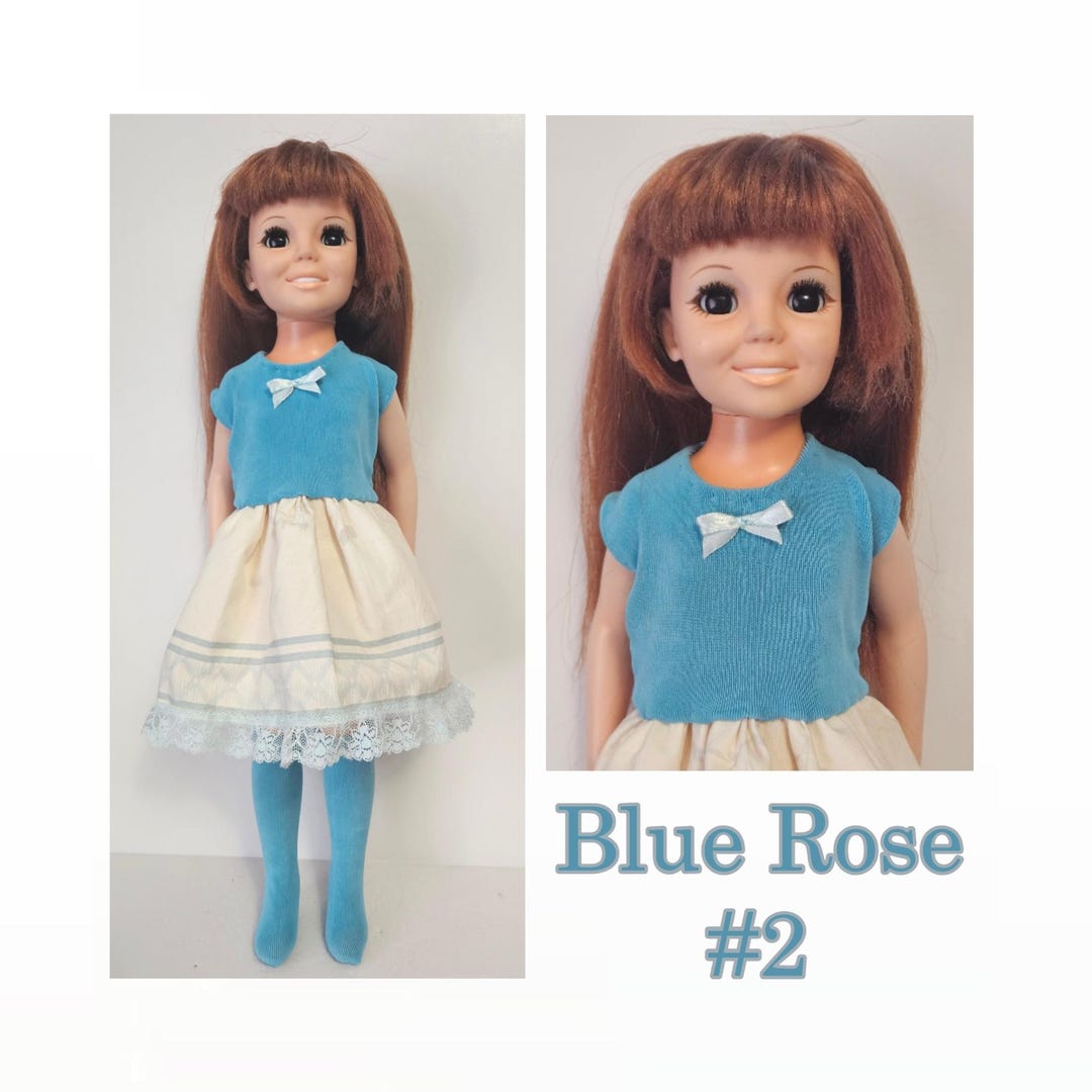 CRISSY DOLL CLOTHES 18" Blue Rose Handmade Baby-doll Dress and Boots ...