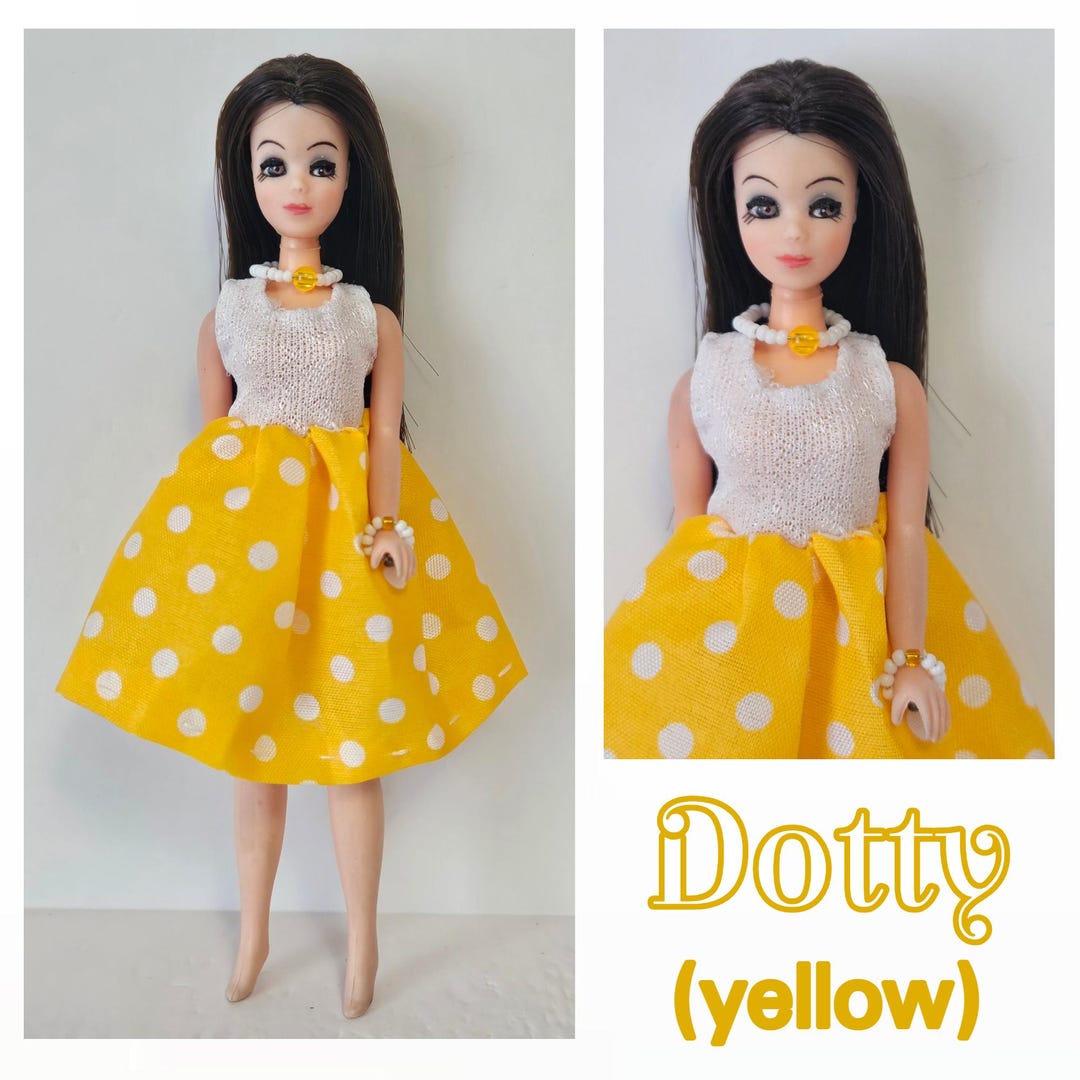 Dawn Doll Clothes DOTTY yellow Baby-doll Dress & Jewelry HM Fashion ...