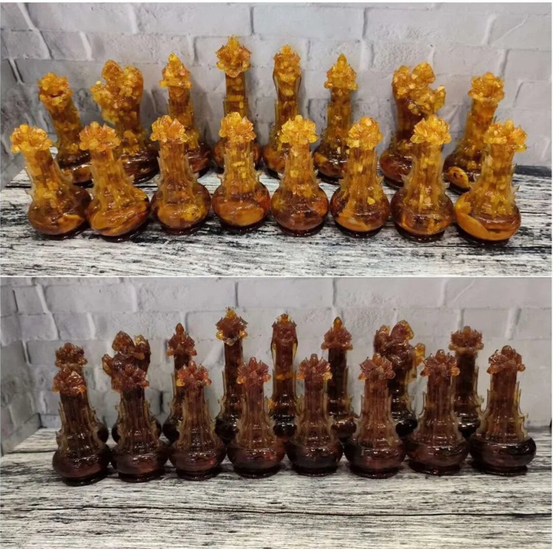 Amber Large Chess Pieces Paladins Unique Amber Chess Figures - Etsy