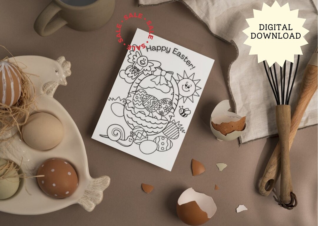Easter Colouring Card for Kids | Printable Easter Bunny Colouring Card ...
