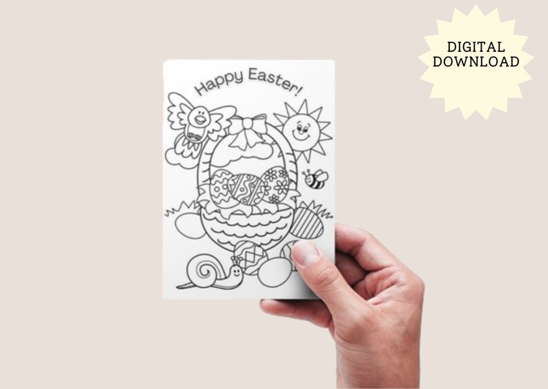Easter Colouring Card for Kids | Printable Easter Bunny Colouring Card ...