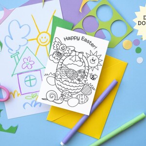 Easter Colouring Card for Kids | Printable Easter Bunny Colouring Card ...