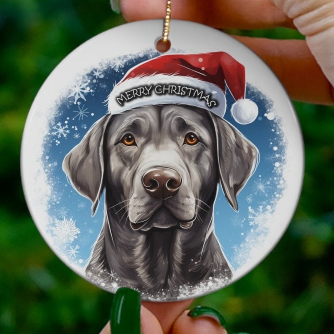 Silver Lab Christmas Ornament Holiday Ornament. Ceramic Christmas ...