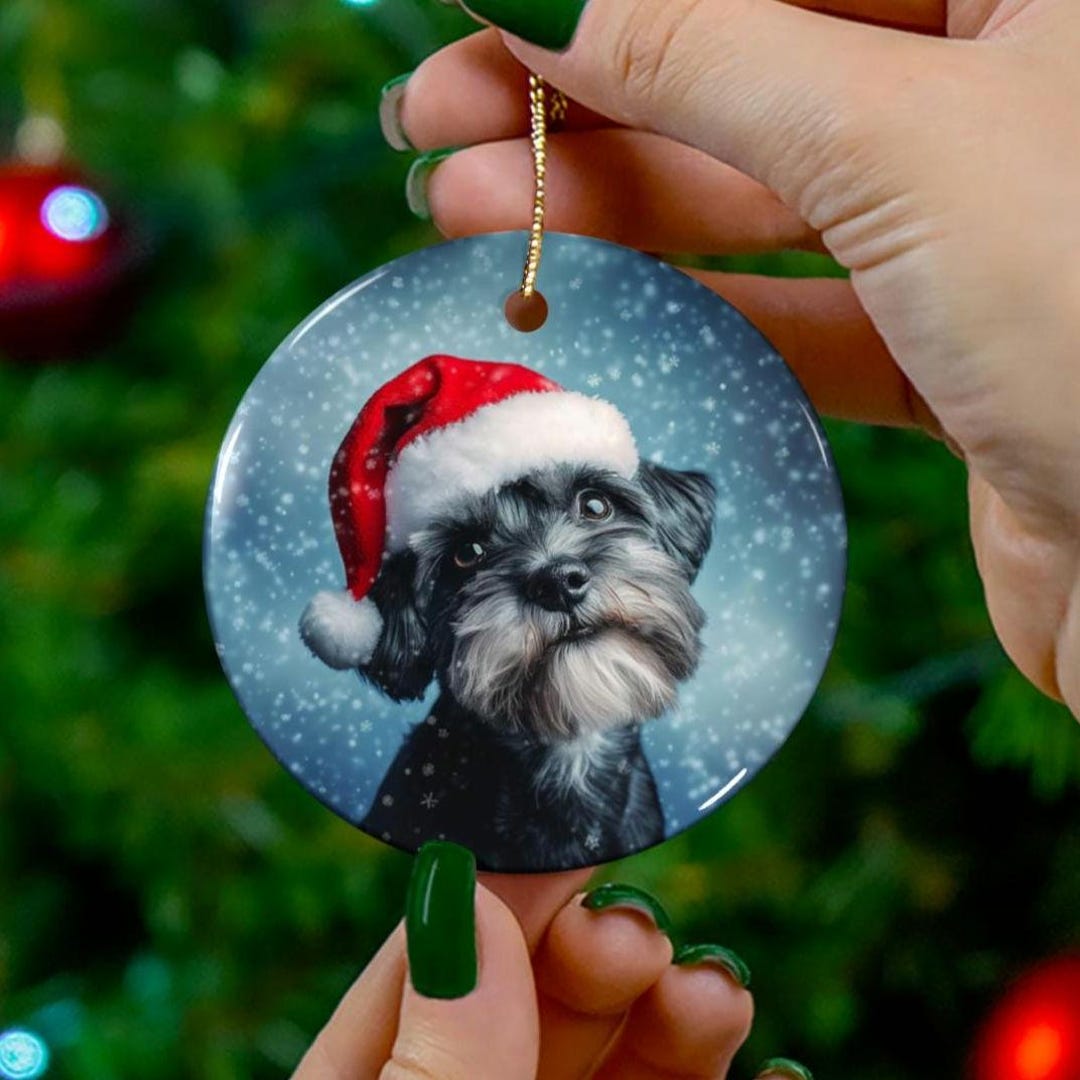 Ceramic Ornament, Miniature Schnauzer Christmas Ornament, Holiday Decor ...