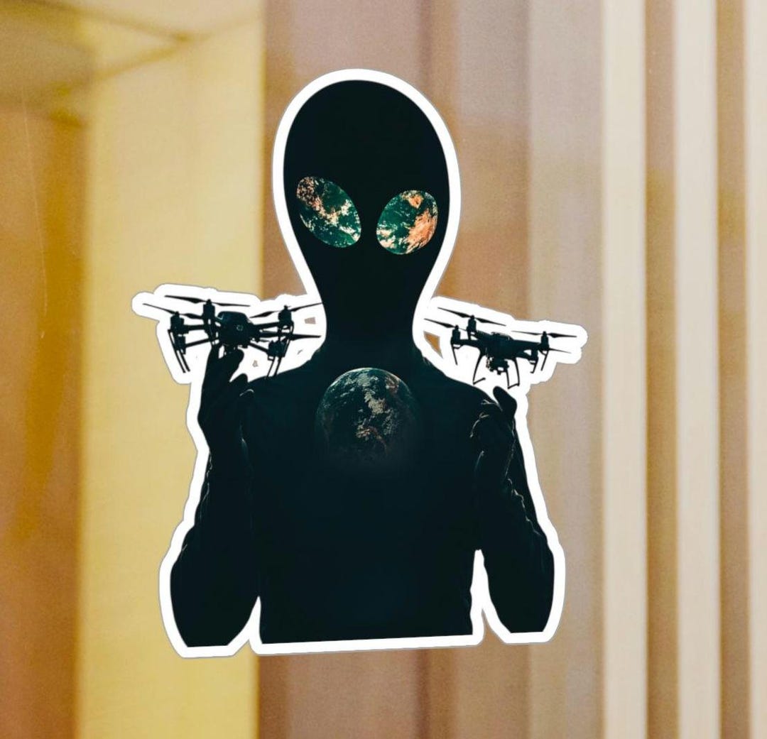 Alien Drone Sightings Vinyl Decals Cool Martian Stickers, UFO Car ...