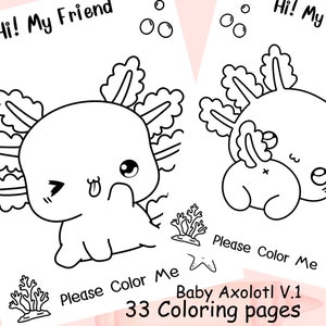 Cute Axolotl Coloring Page, Printable Coloring Sheets for Kindergarten ...