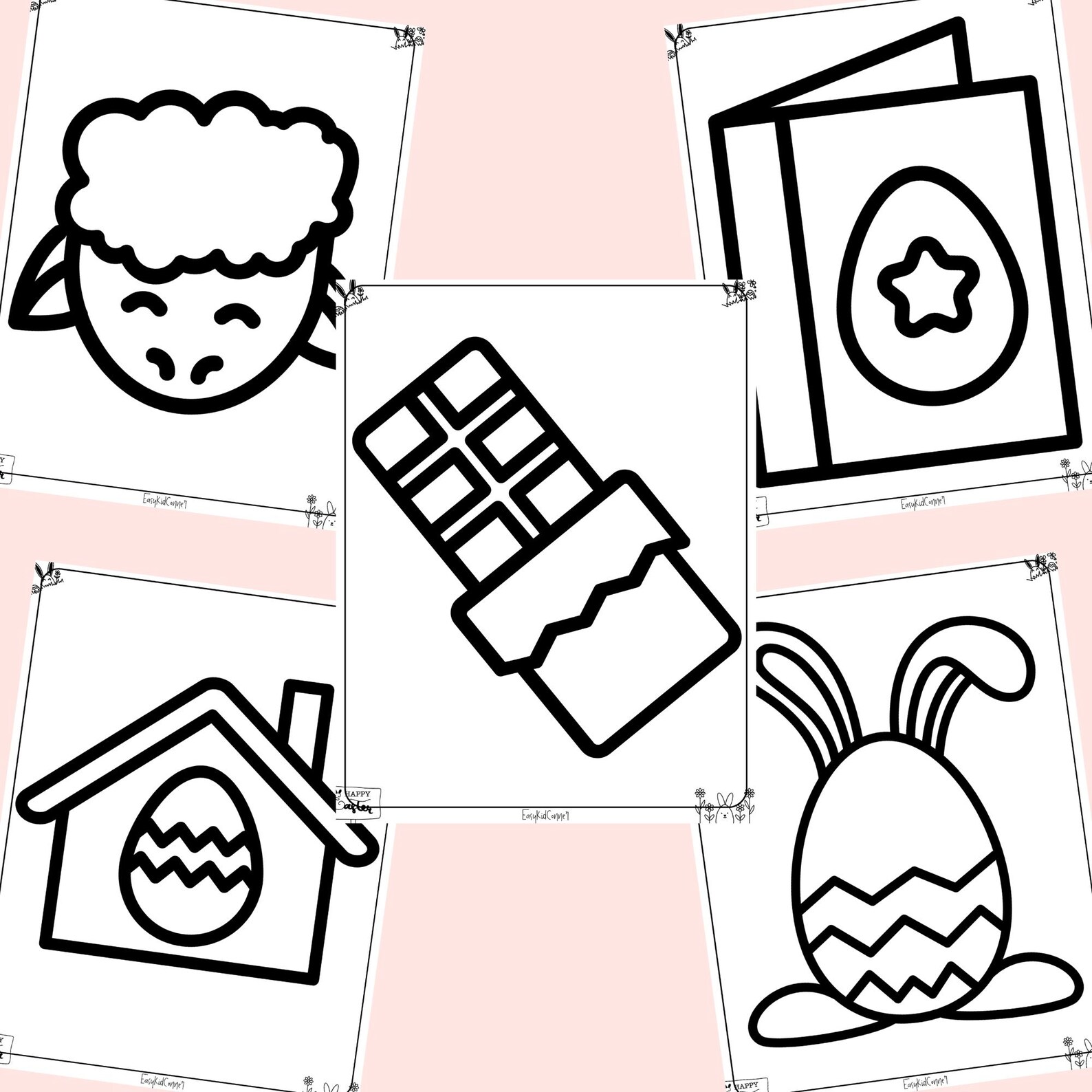 200 Easy Easter Coloring Pages for Toddlers and Kids, Printable Bold ...