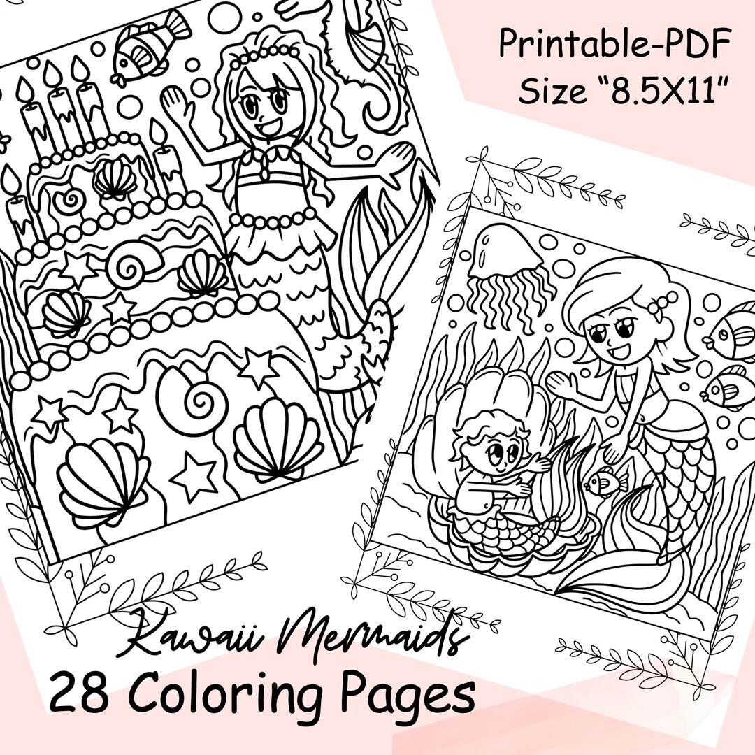 28 Mermaids Coloring Pages for Girls, Kids and Adults, Mermaid Castle ...