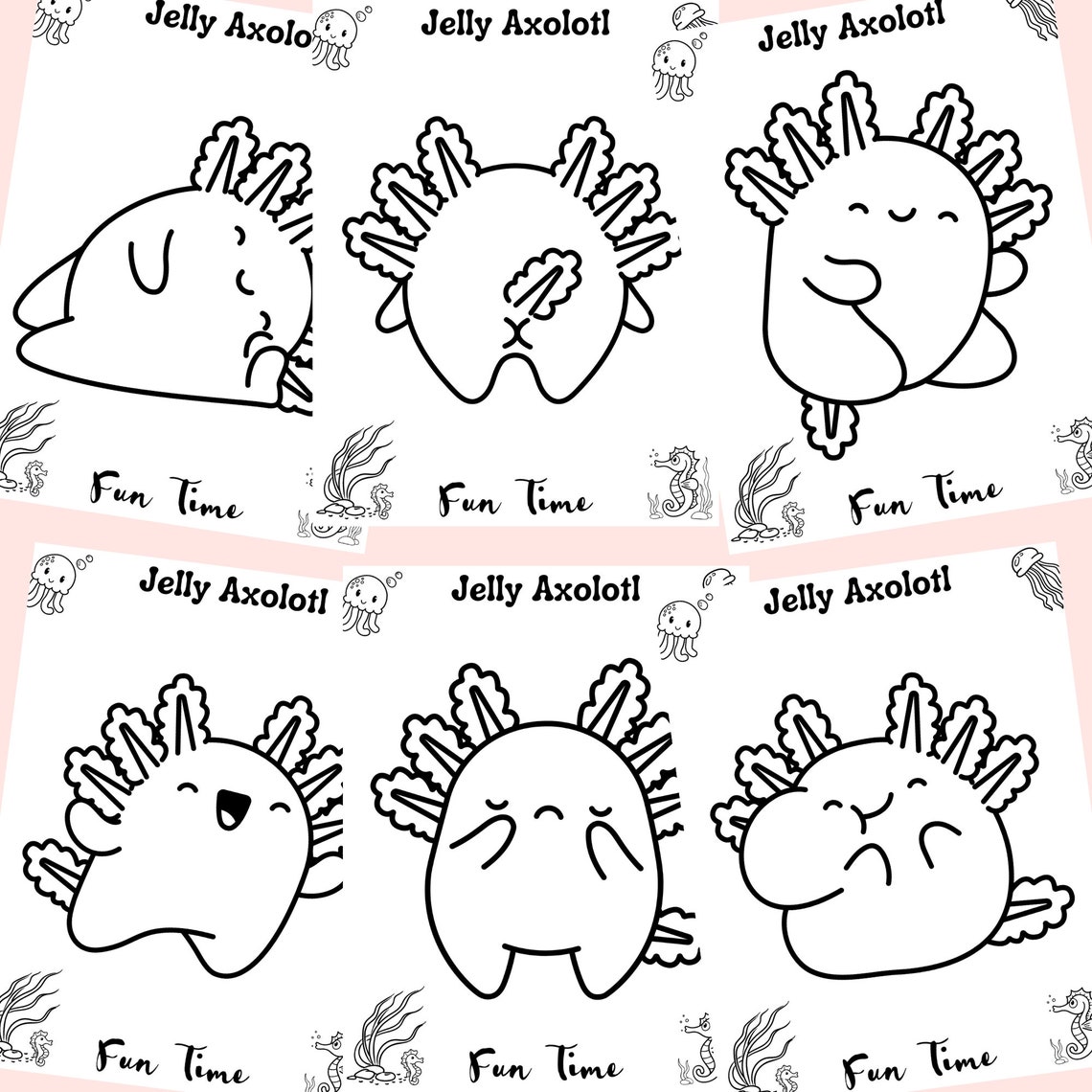 Cute Axolotl Coloring Page, Printable Coloring Sheets for Kindergarten ...
