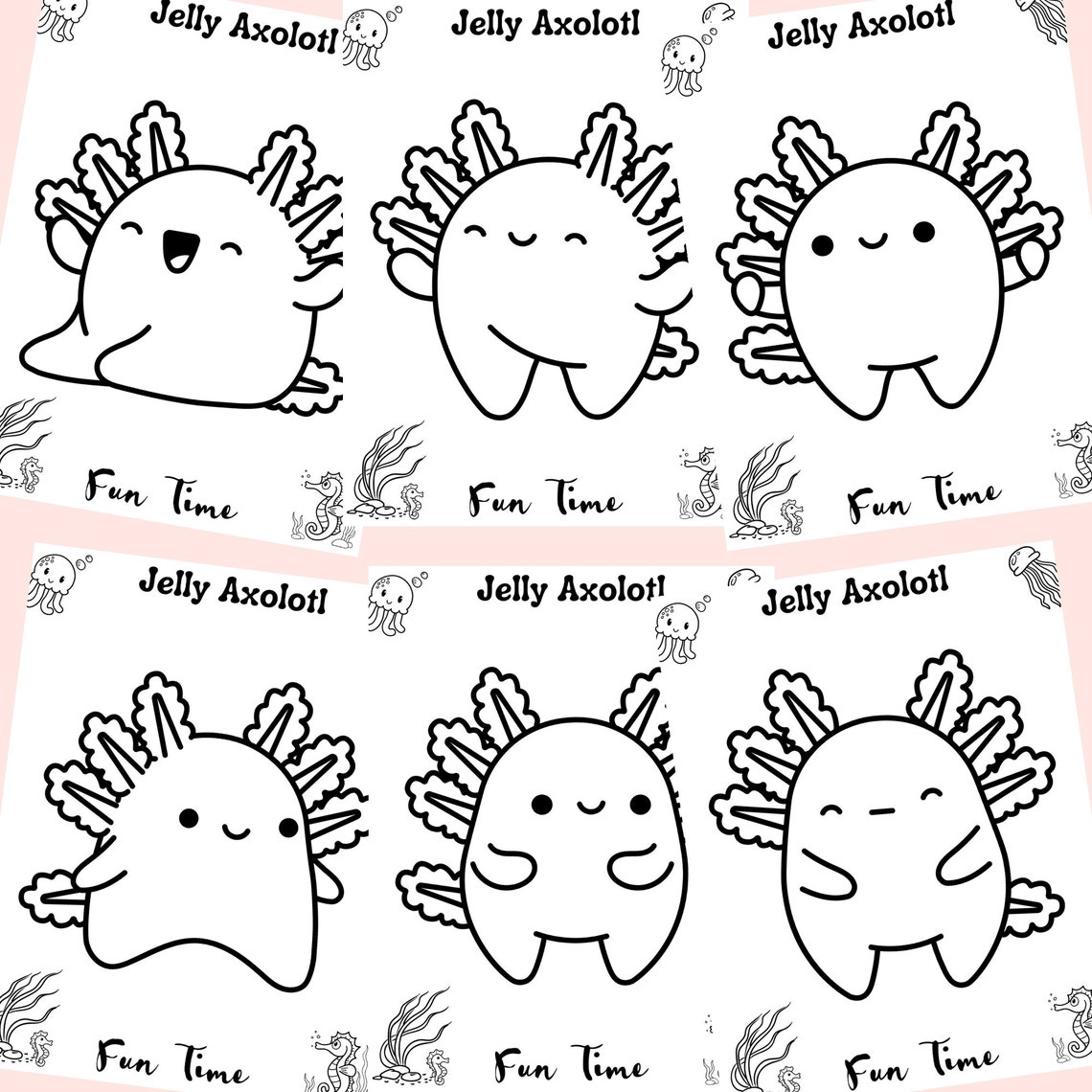 Cute Axolotl Coloring Page, Printable Coloring Sheets for Kindergarten ...
