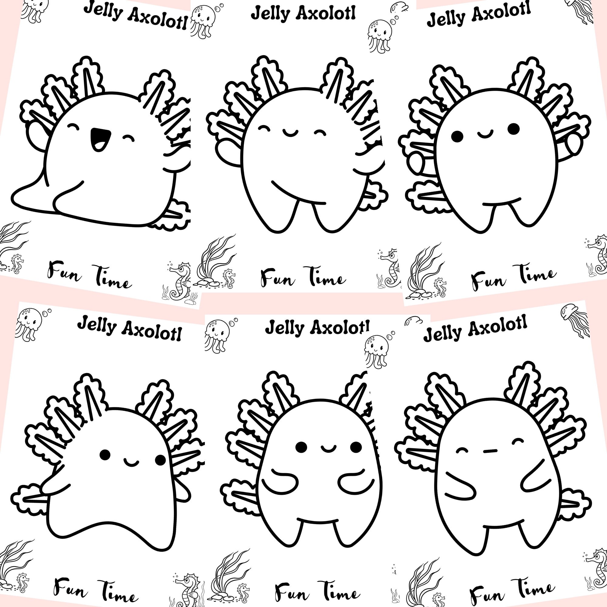 Cute Axolotl Coloring Page, Printable Coloring Sheets for Kindergarten ...