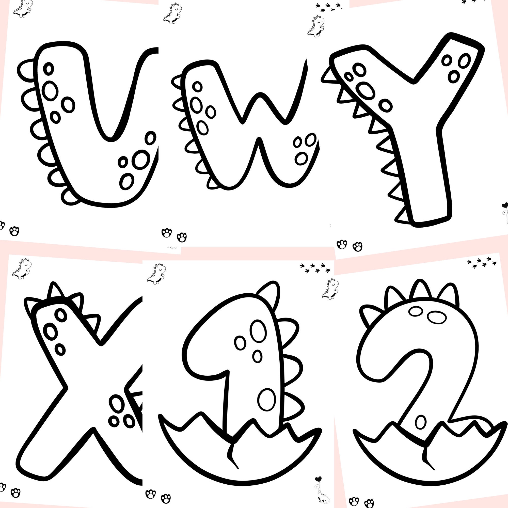 Dinosaur ABC Alphabet Coloring Pages for Preschool and Baby Shower ...