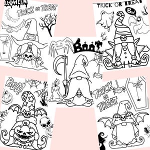 Gnome Coloring Pages, Spooky Halloween Coloring Book for Kids, Coloring ...