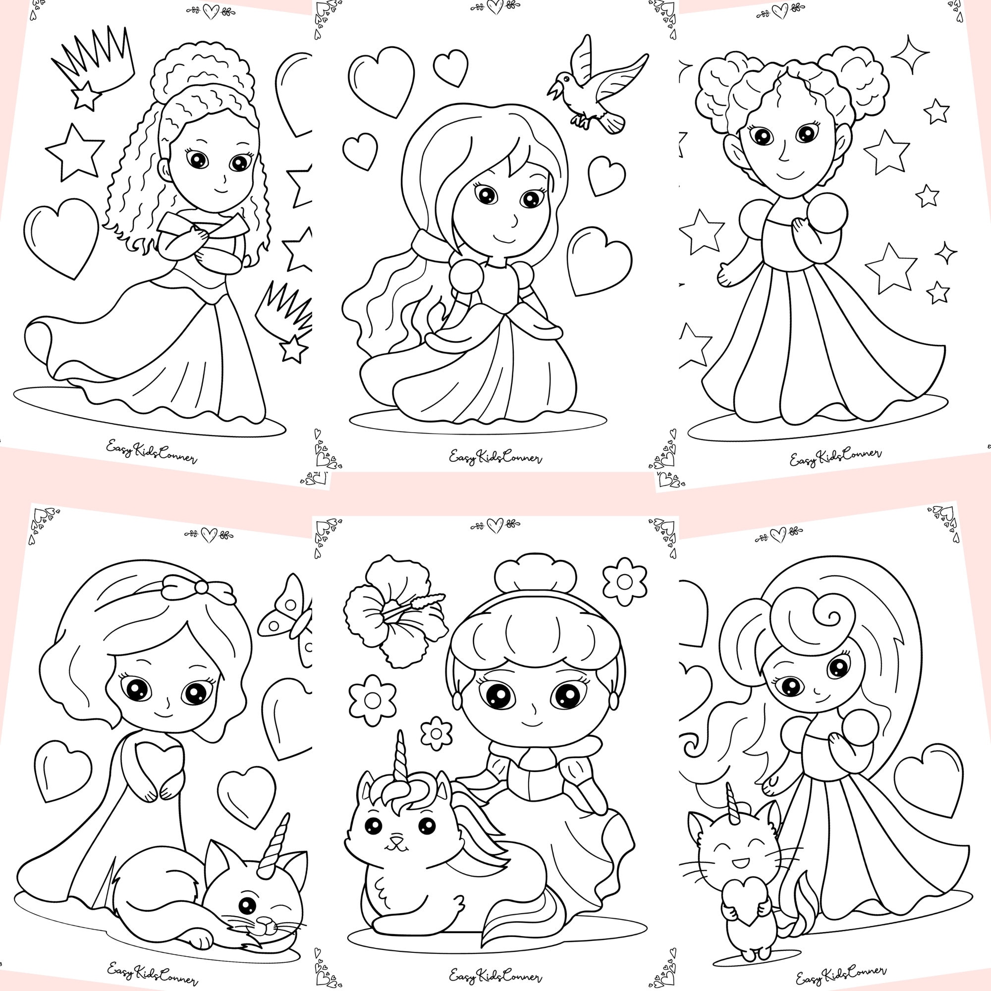 Princess Coloring Pages for Girls and Kids, Cute & Easy Designs ...