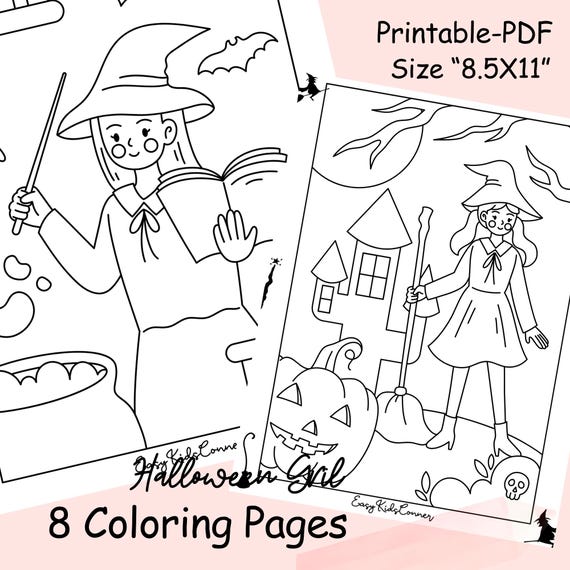 Witch On A Broom Coloring Page