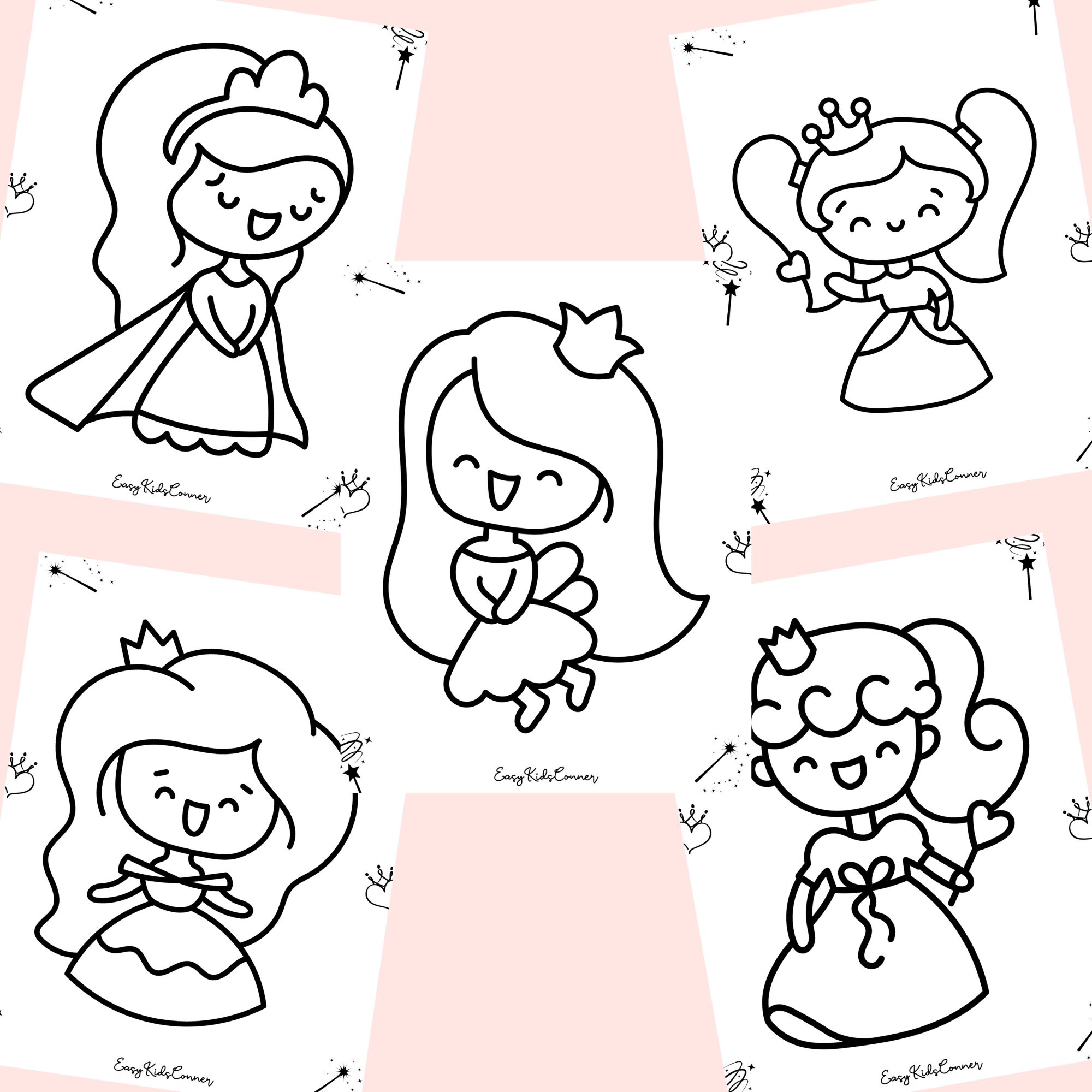 Princess Coloring Pages for Girls and Kids, Cute & Easy Designs ...