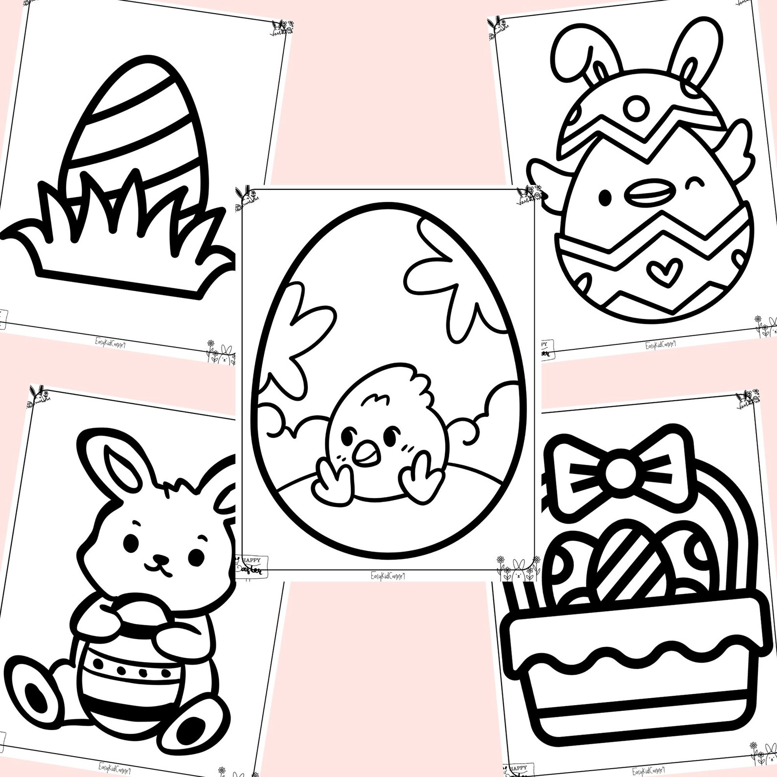 200 Easy Easter Coloring Pages for Toddlers and Kids, Printable Bold ...