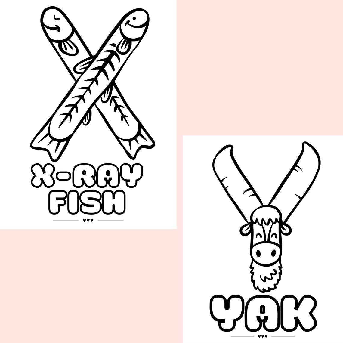 ABC Animals and Words Coloring Pages for Toddlers, Printable Bold and ...