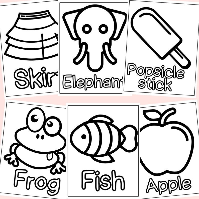 40 Simple Words Coloring Pages for Kids, Printable Bold and Easy ...