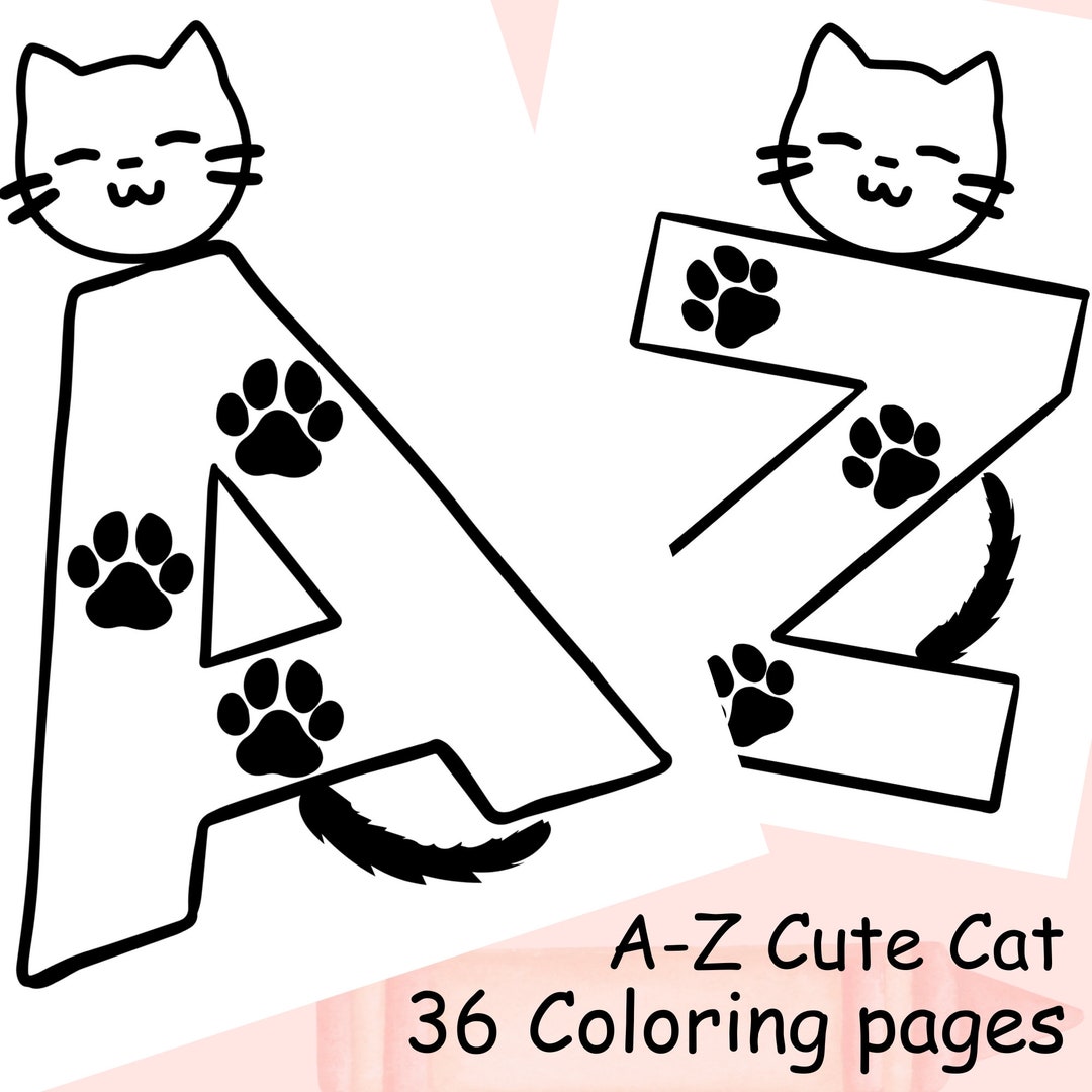ABC Alphabet Cute Cat Coloring Pages for Preschoolers, Bold and Easy ...