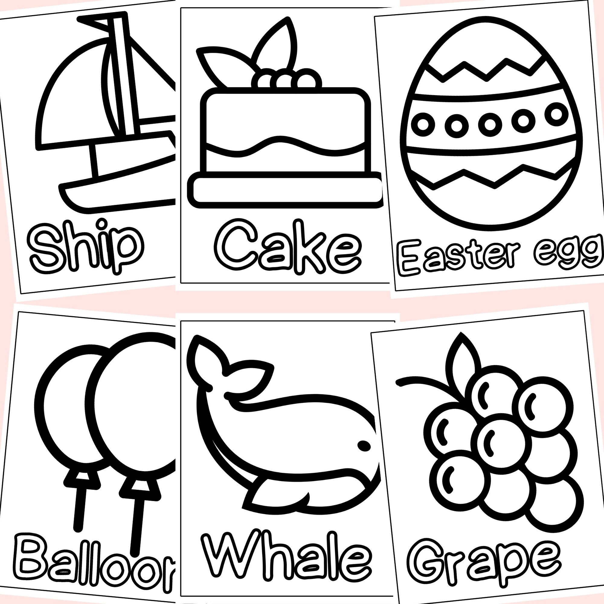 40 Simple Words Coloring Pages for Kids, Printable Bold and Easy ...