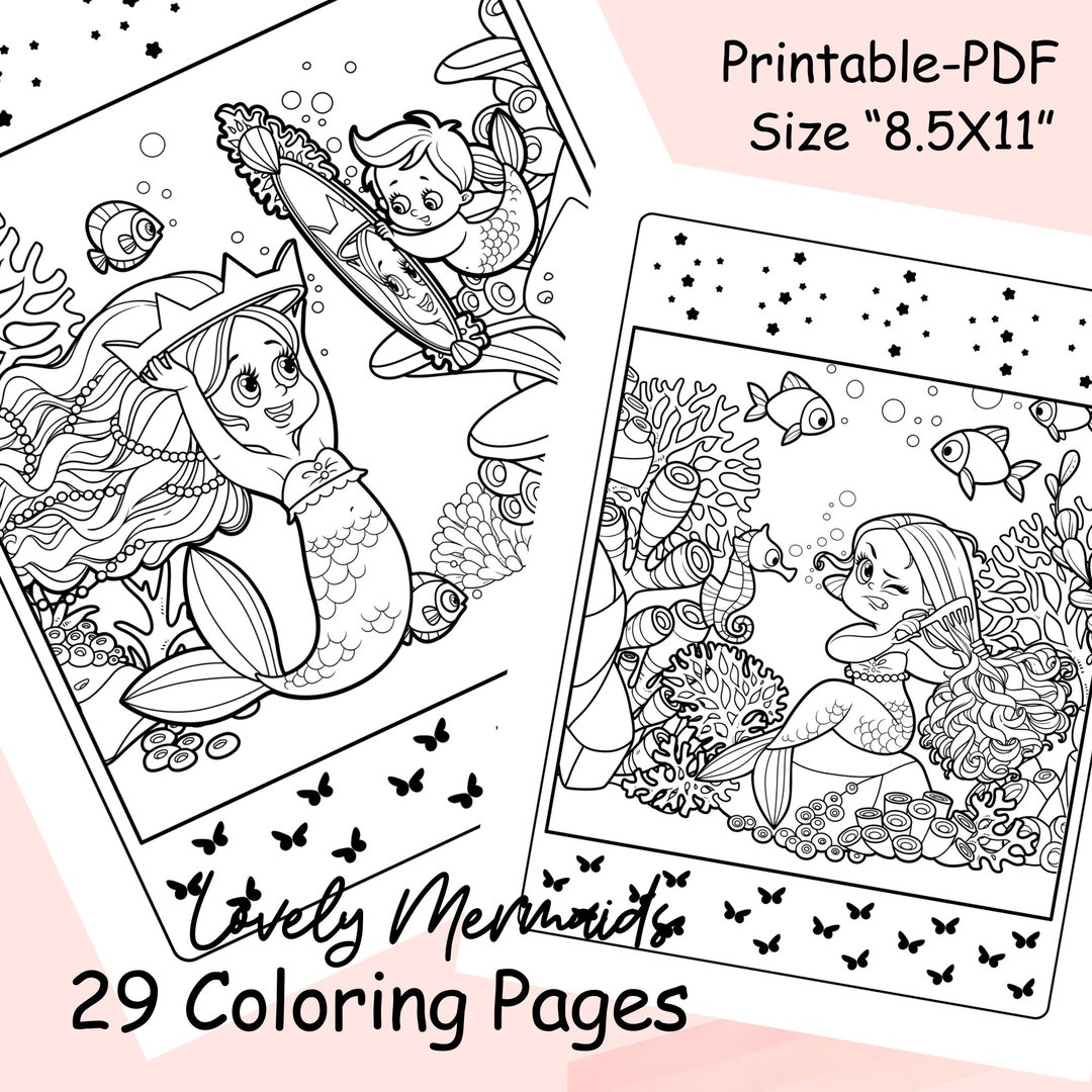 29 Mermaids Coloring Pages for Girls, Kids and Adults, Mermaid Castle ...