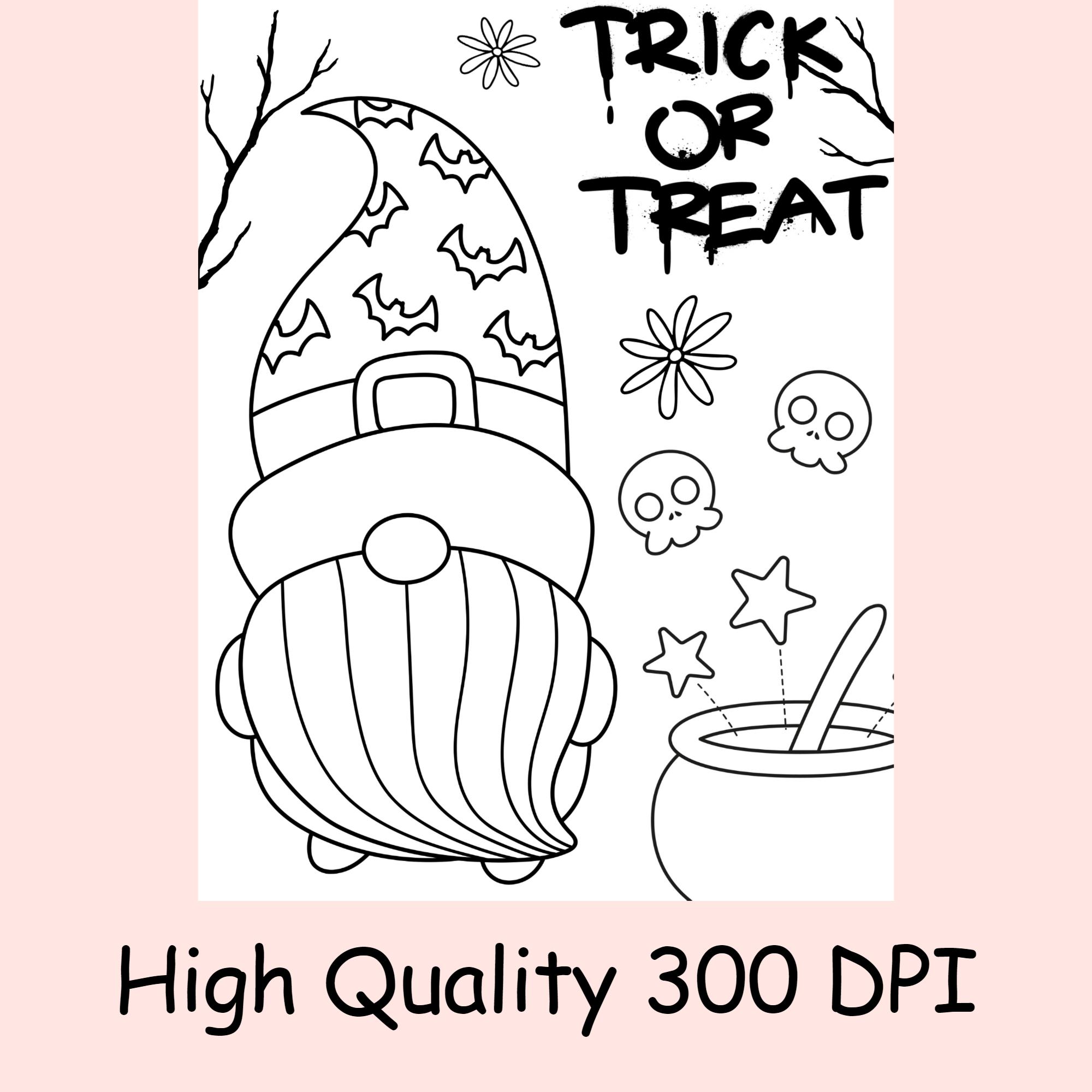Gnome Coloring Pages, Kawaii Halloween Coloring Book for Kids, Coloring ...