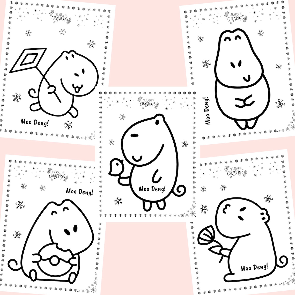 Moo Deng Hippo Coloring Pages for Kids and Preschoolers, Bold and Easy ...