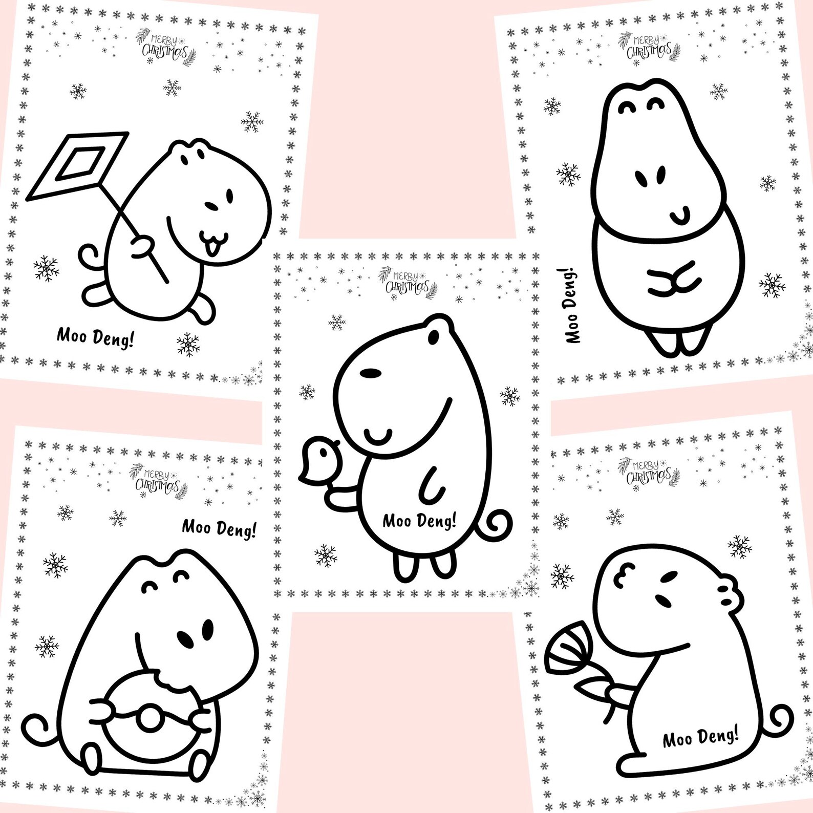 Moo Deng Hippo Coloring Pages for Kids and Preschoolers, Bold and Easy ...