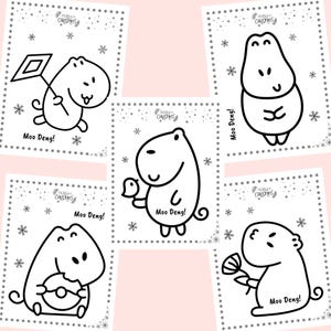 Moo Deng Hippo Coloring Pages for Kids and Preschoolers, Bold and Easy ...