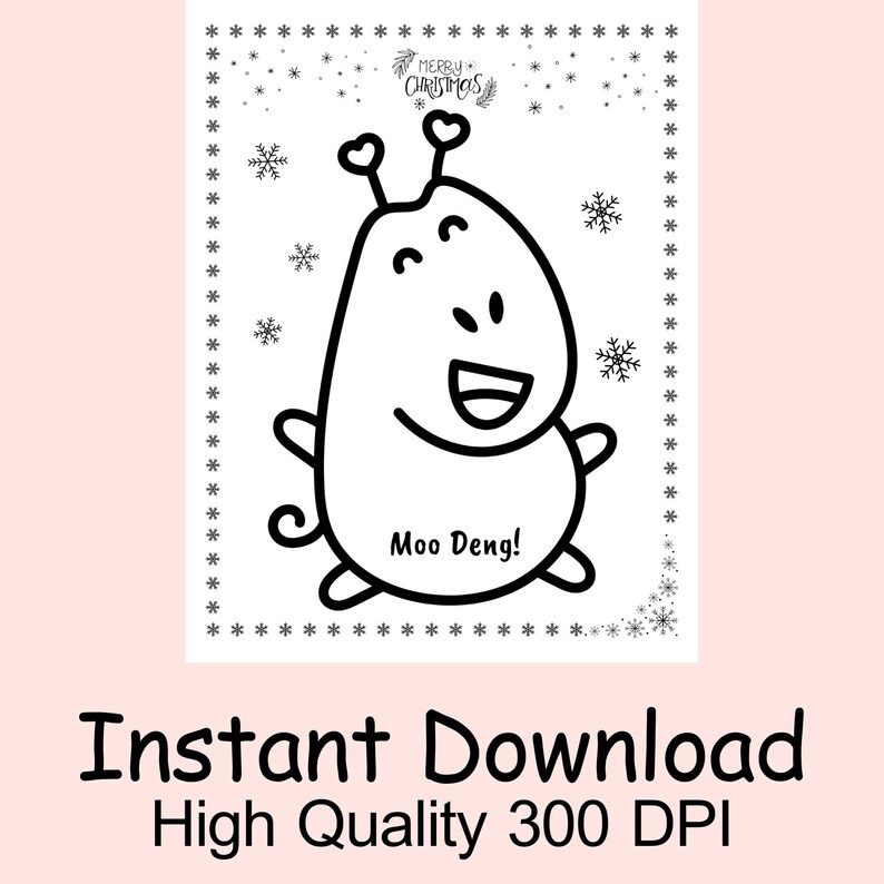 Moo Deng Hippo Coloring Pages for Kids and Preschoolers, Bold and Easy ...