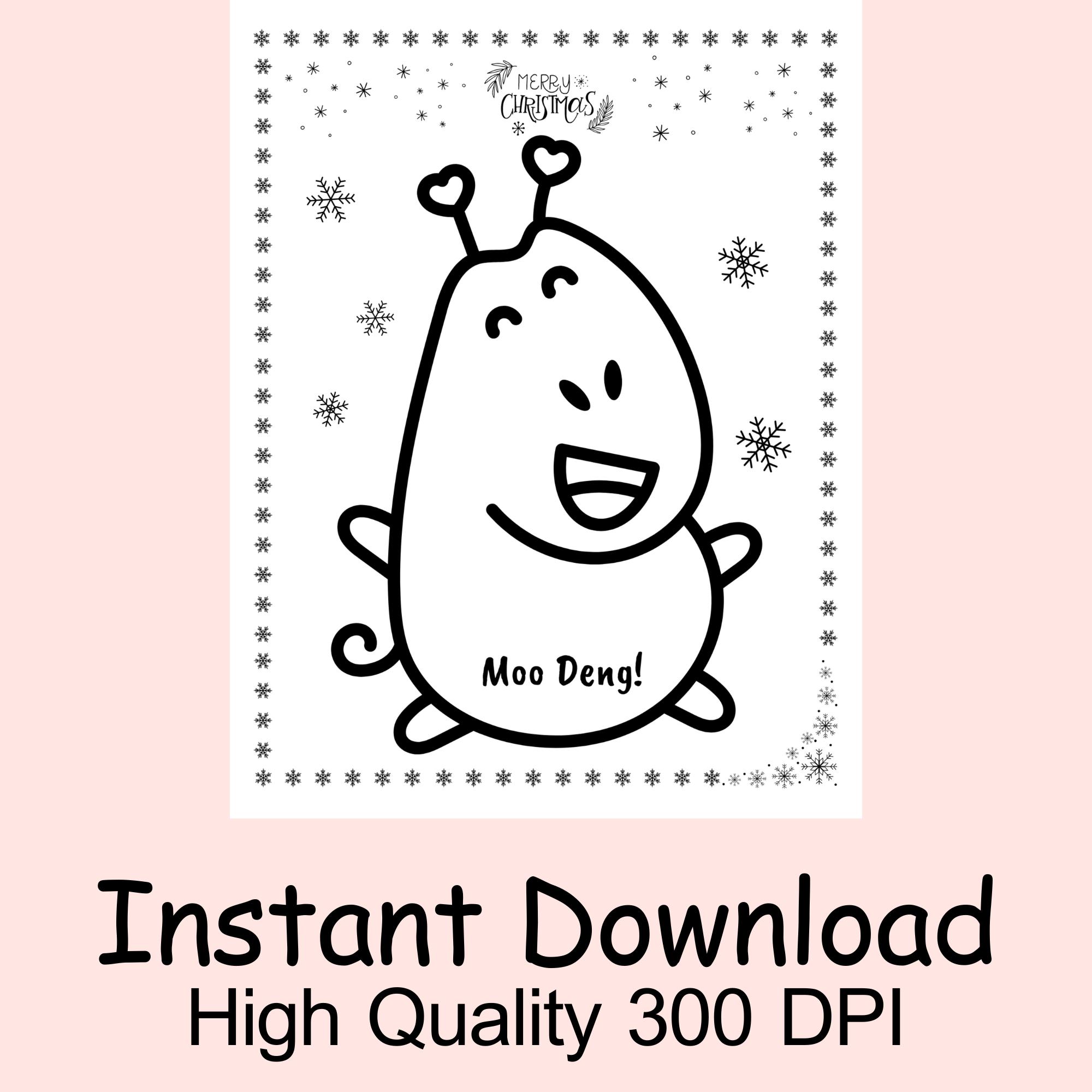 Moo Deng Hippo Coloring Pages for Kids and Preschoolers, Bold and Easy ...