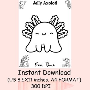 Cute Axolotl Coloring Page, Printable Coloring Sheets for Kindergarten ...