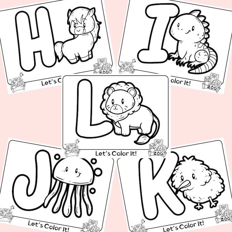 ABC Animals Coloring Pages for Kids and Preschool, Bold and Easy ...