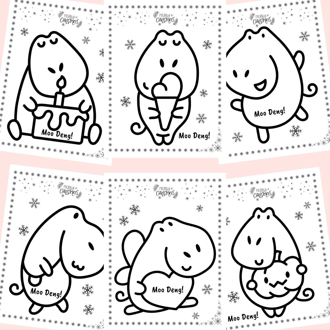 Moo Deng Hippo Coloring Pages for Kids and Preschoolers, Bold and Easy ...