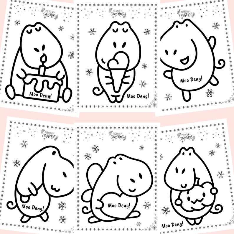 Moo Deng Hippo Coloring Pages for Kids and Preschoolers, Bold and Easy ...
