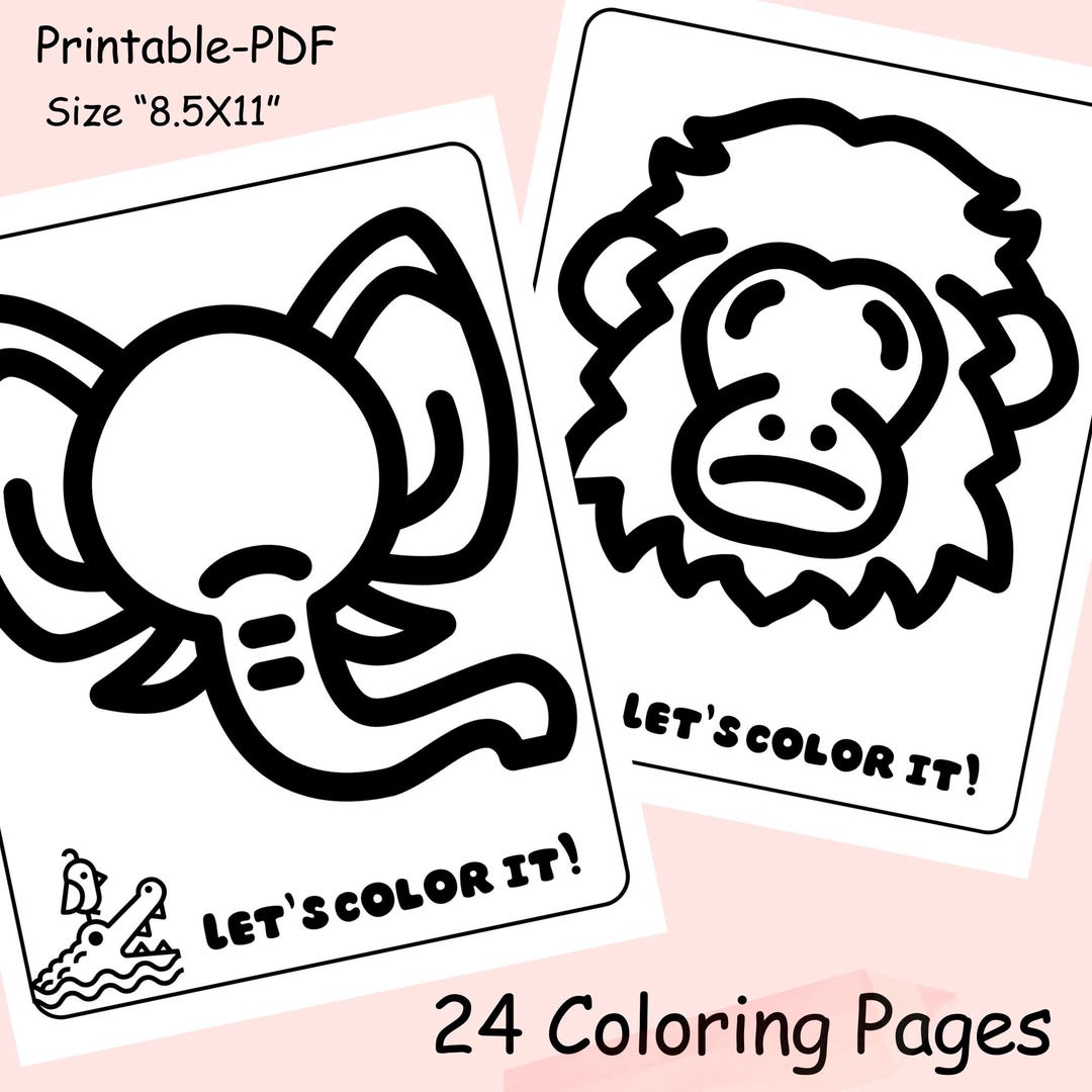 24 Super Easy Animal Faces Coloring Pages for Kids, Printable Bold and ...