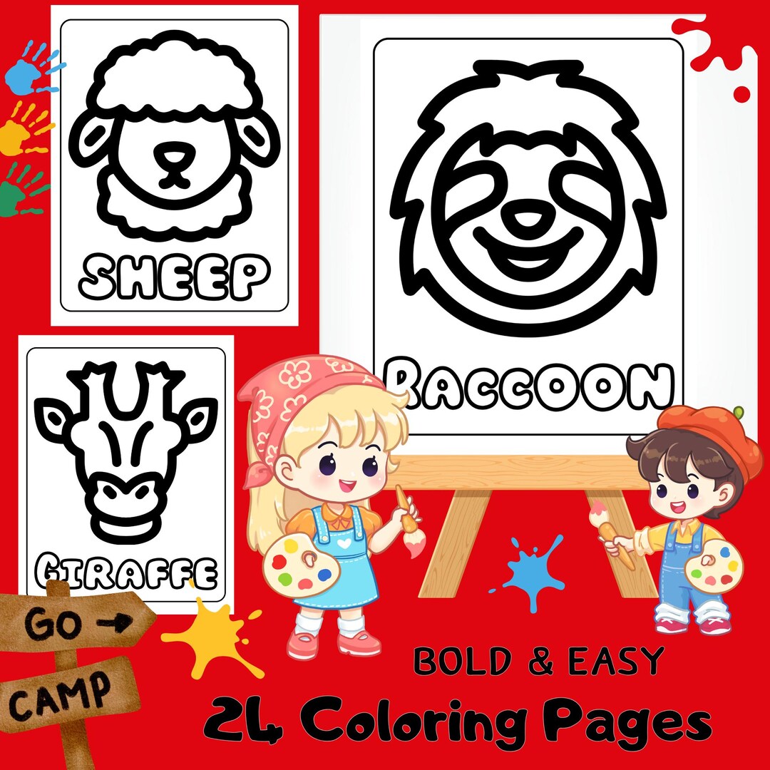 Bold and Easy Animal Facts Coloring Pages for Toddlers, Digital ...