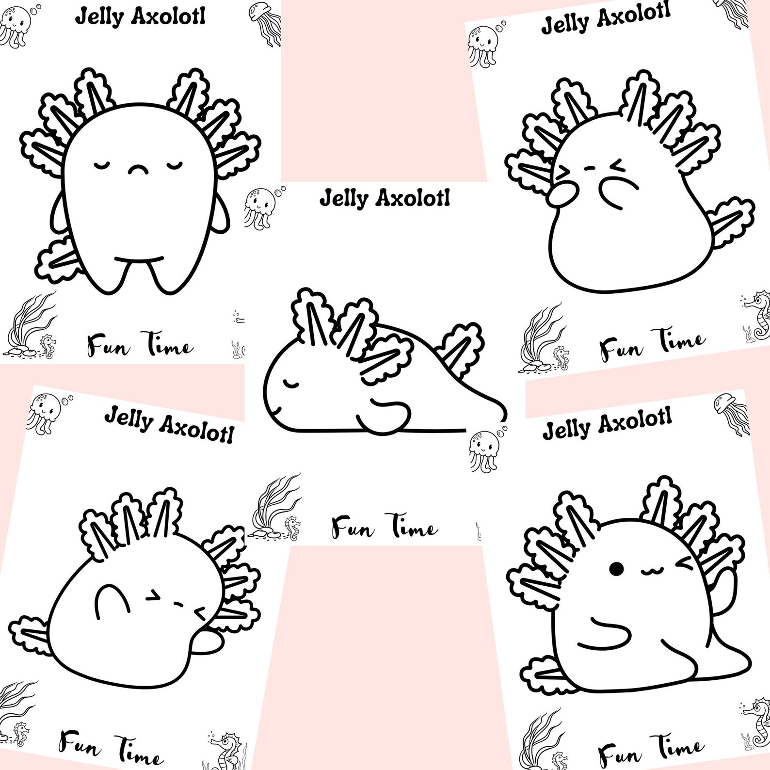 Cute Axolotl Coloring Page, Printable Coloring Sheets for Kindergarten ...