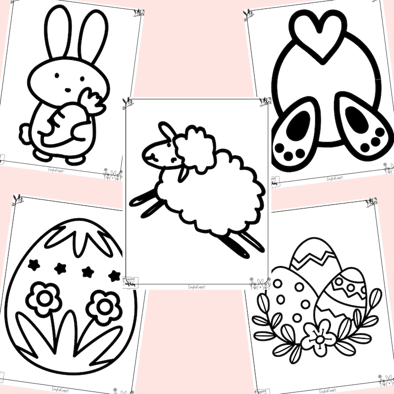 200 Easy Easter Coloring Pages for Toddlers and Kids, Printable Bold ...