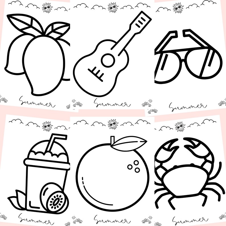 48 Groovy Summer Coloring Pages for Kids, Printable Bold and Easy ...