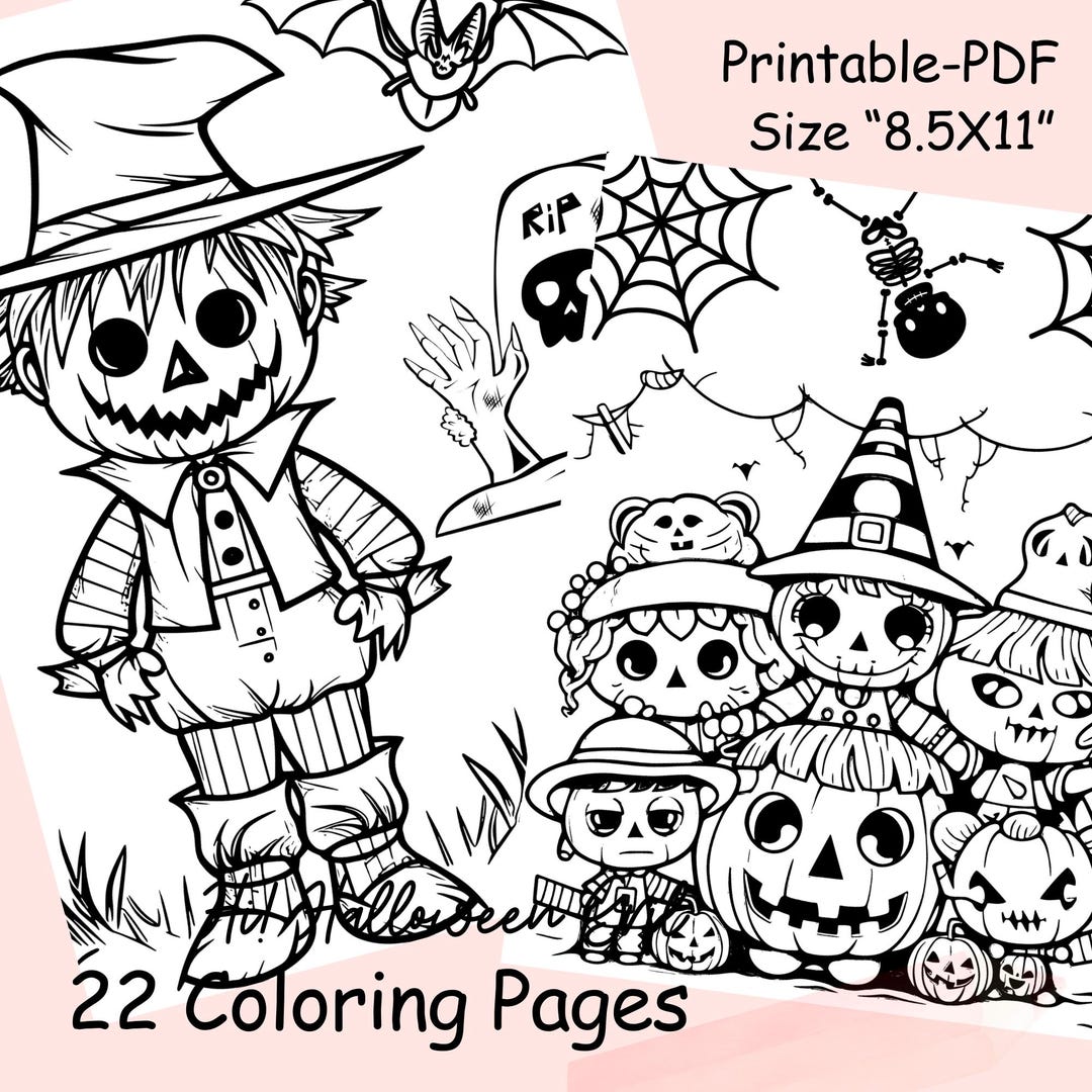 Spooky Halloween Coloring Book for Kids, Witch Coloring Pages Printable ...